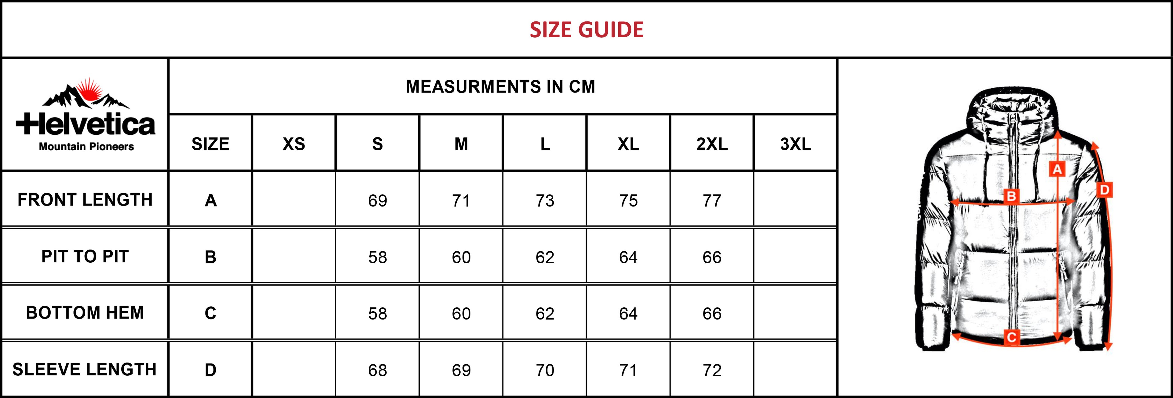 Size Guide – Helvetica-MP UK